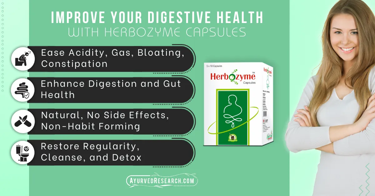 Herbozyme Capsules, Herbal Digestive Support, Acidity Relief